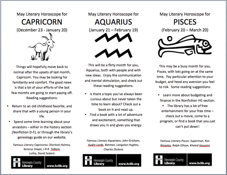 Readers’ Advisory in Horoscope Form – Librarian Design Share
