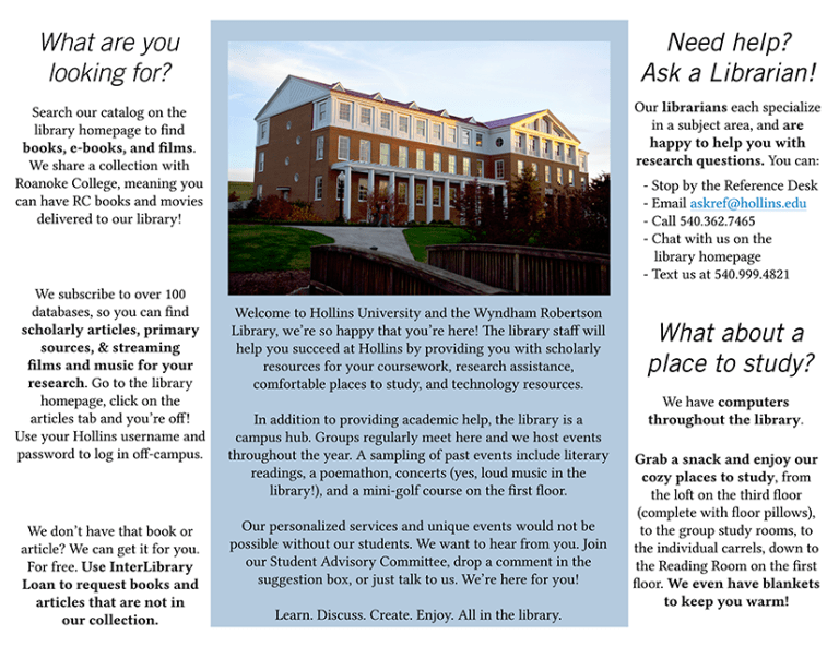 General Handouts & Brochures – Librarian Design Share